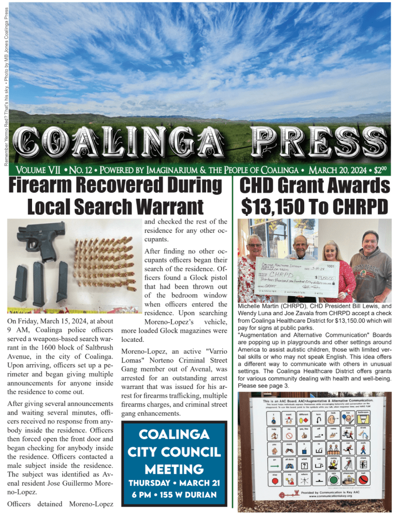 Coalinga Press – ACCURATE & RELEVANT LOCAL NEWS