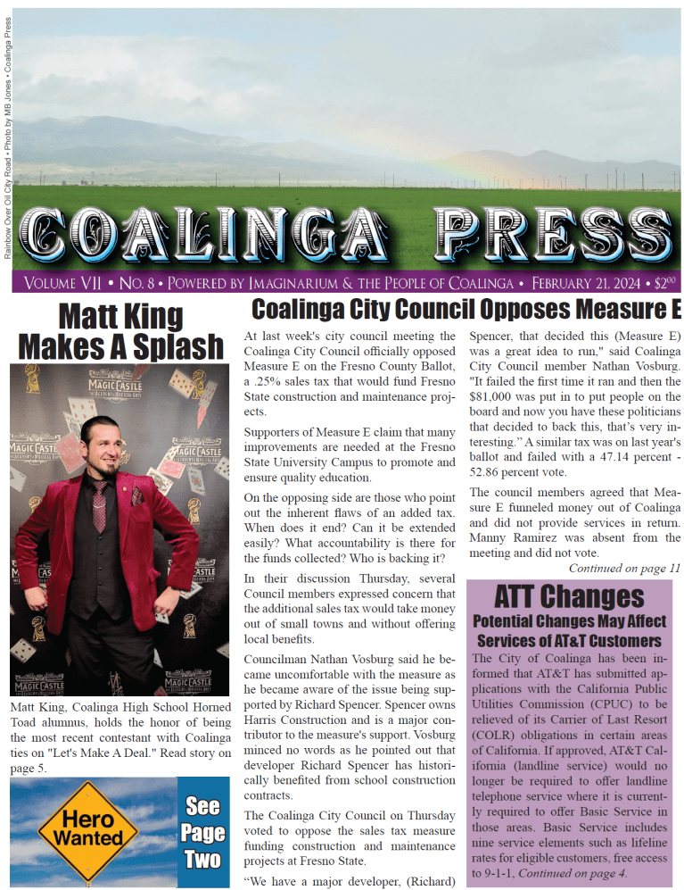 Coalinga Press – ACCURATE & RELEVANT LOCAL NEWS
