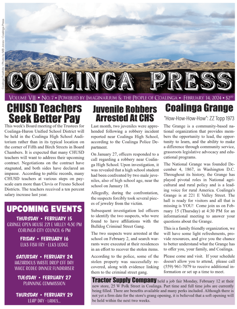Coalinga Press – ACCURATE & RELEVANT LOCAL NEWS