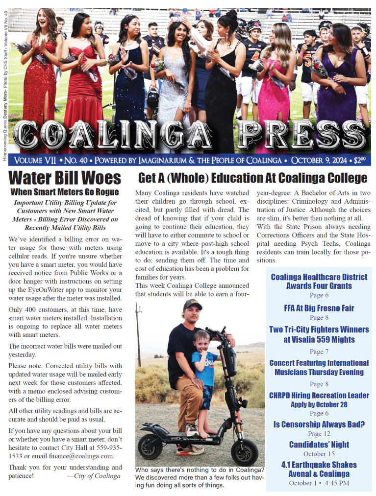 Coalinga Press – ACCURATE & RELEVANT LOCAL NEWS